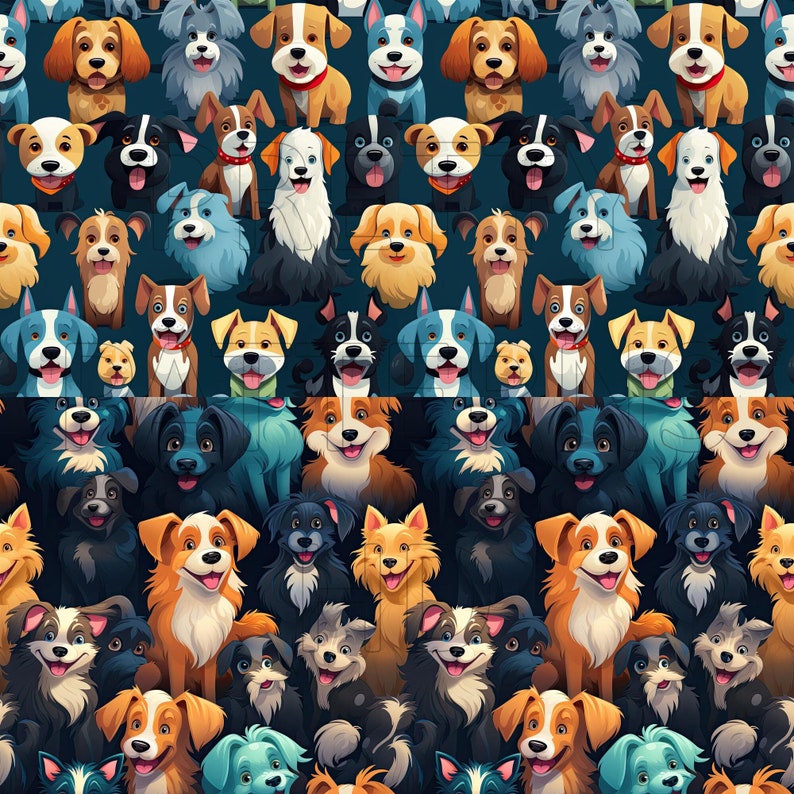 Cute Dogs 17 8 Printable Scrapbook Sheets Seamless Tileable Digital ...