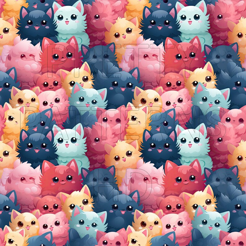 Cats 9 8 Printable Scrapbook Sheets Seamless Tileable Digital ...