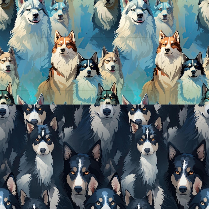 Dog Breeds Siberian Husky #2-8 Printable Scrapbook Sheets-seamless ...