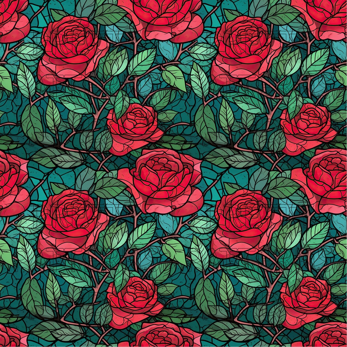 SG Roses #1 - 4 Printable Scrapbook Sheets - Continuous Seamless ...
