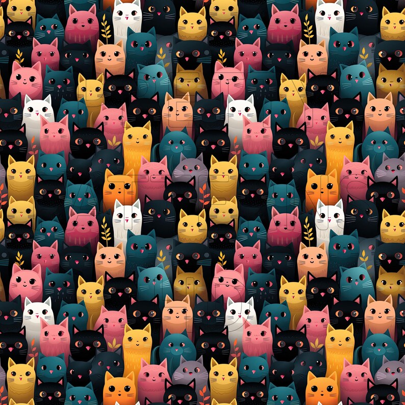 Cats 5 8 Printable Scrapbook Sheets Seamless Tileable Digital ...