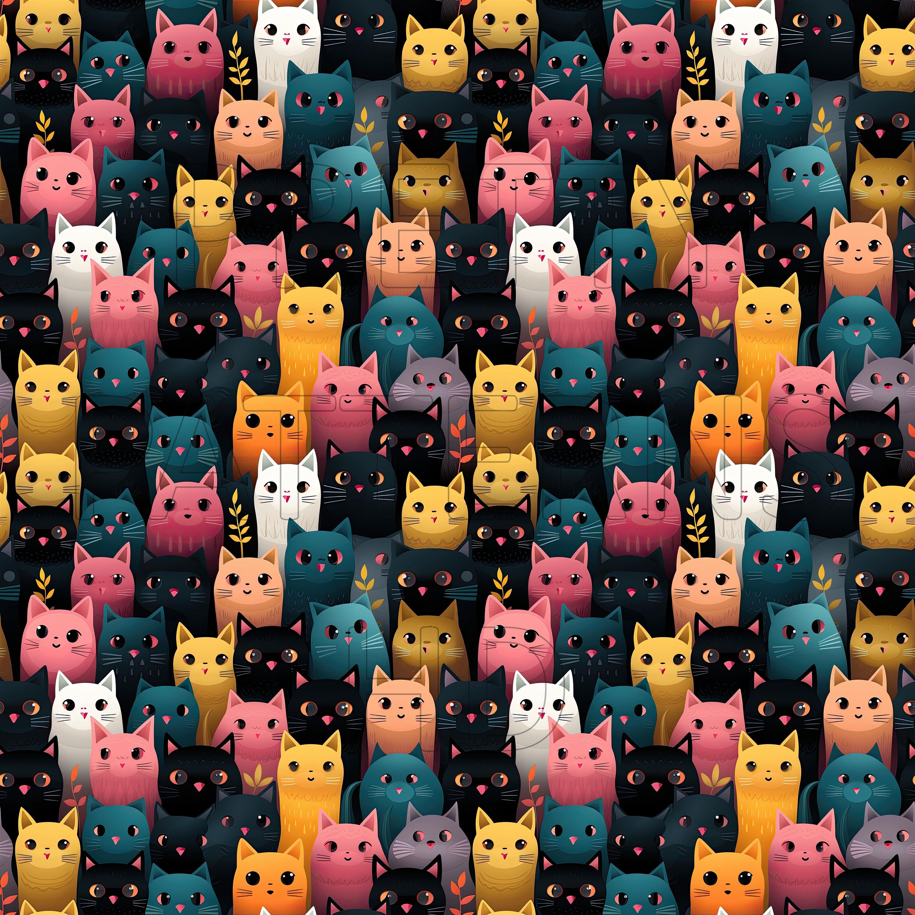 Cats #5 - 8 Printable Scrapbook Sheets - Seamless Tileable - Digital ...