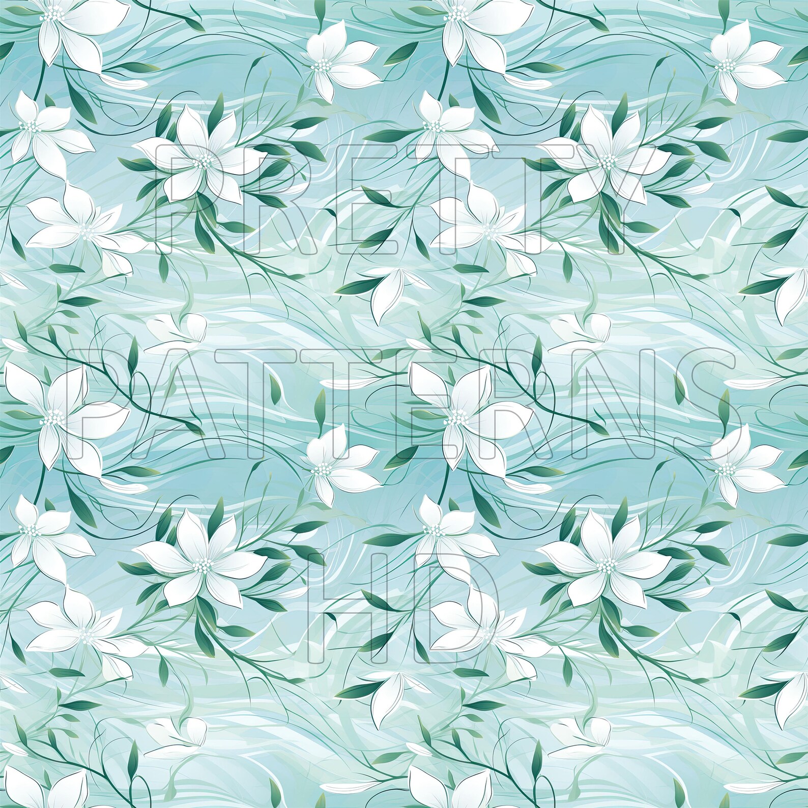 Lineart Watercolor Jasmine #2 - 8 Printable Scrapbook Sheets - Seamless ...