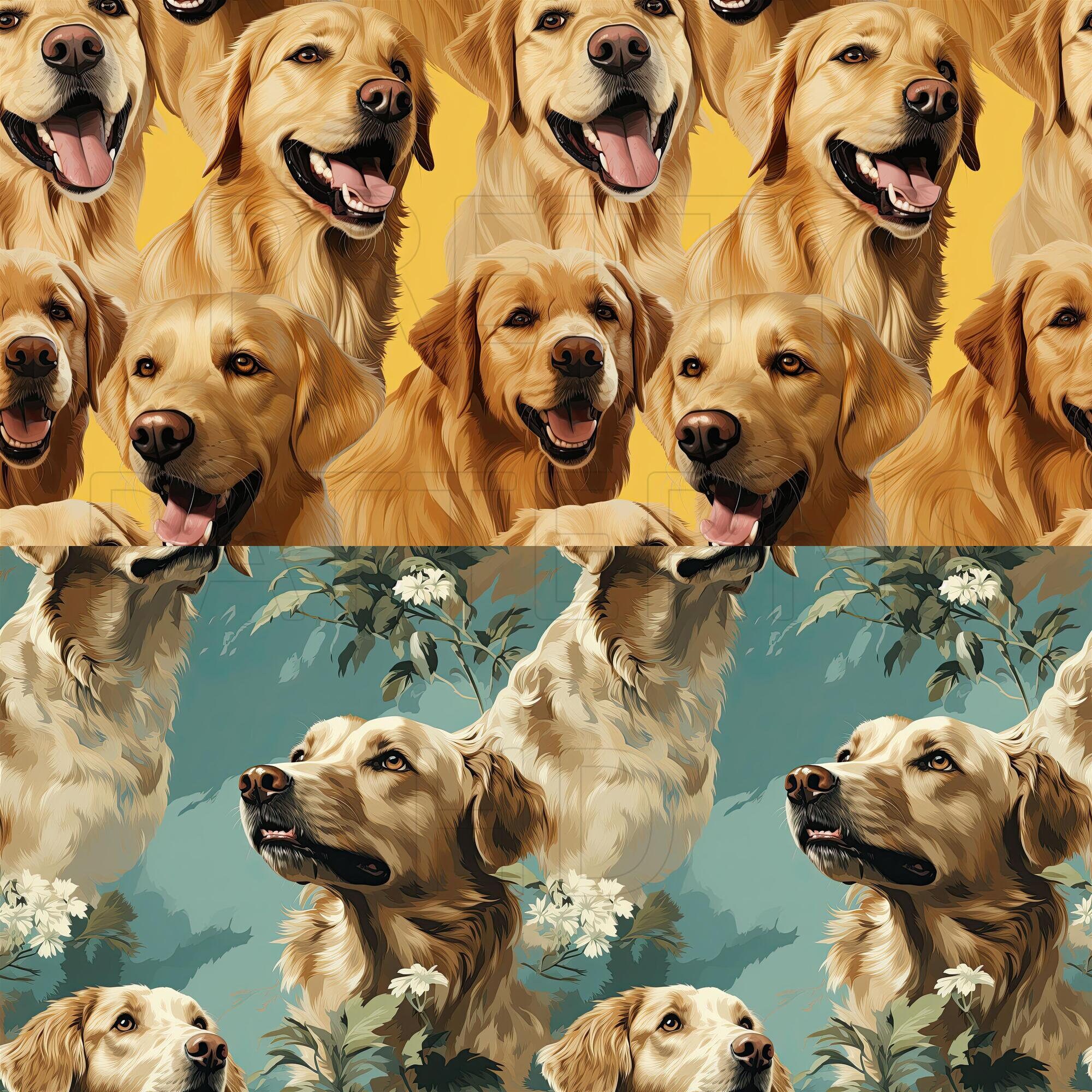 Dog Breeds Golden Retriever 1 8 Printable Scrapbook Sheets-seamless ...