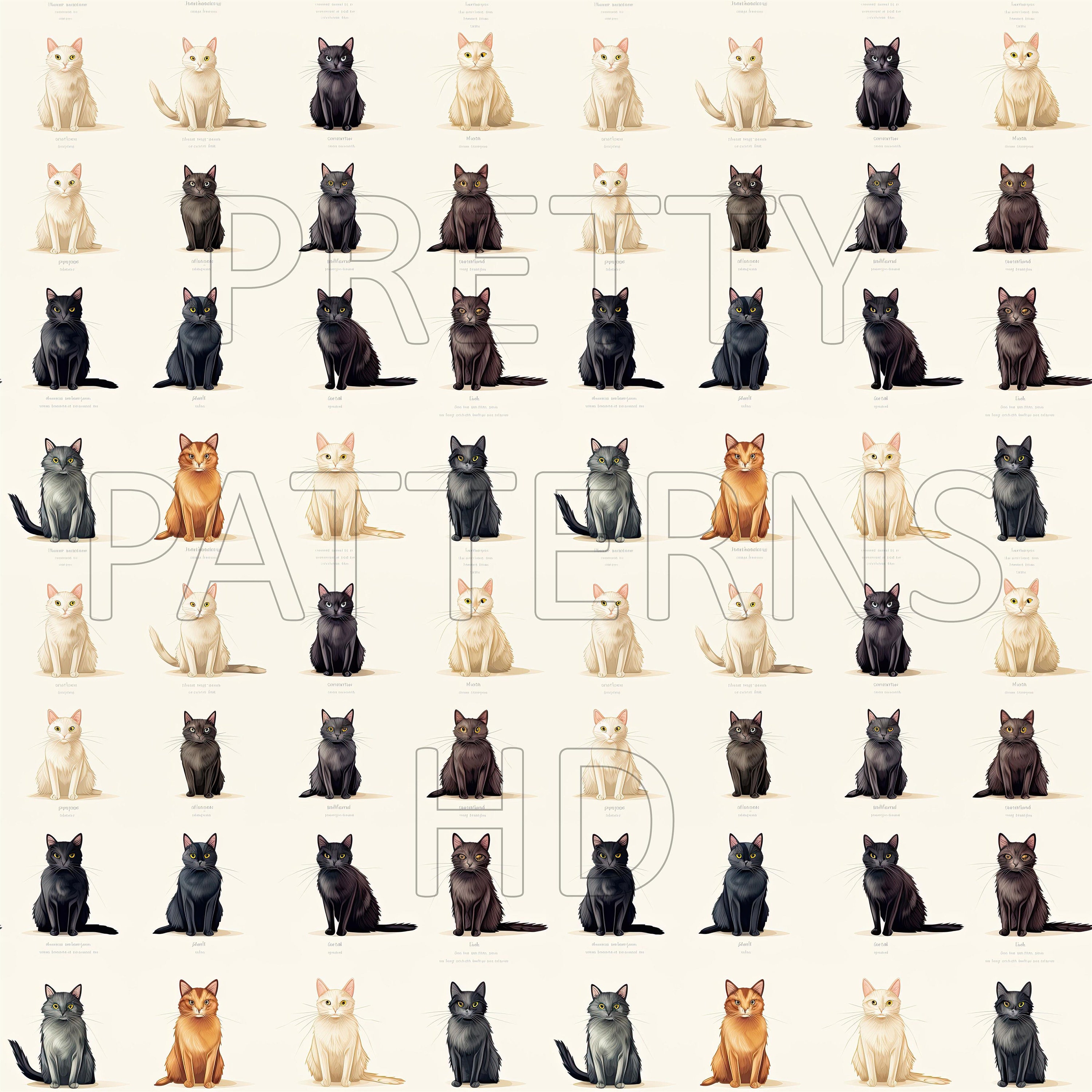 Cats #7 - 8 Printable Scrapbook Sheets - Seamless Tileable - Digital ...