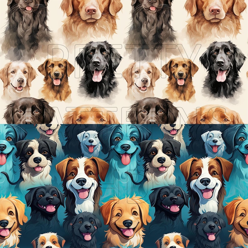Cute Dogs 7 8 Printable Scrapbook Sheets Seamless Tileable Digital ...