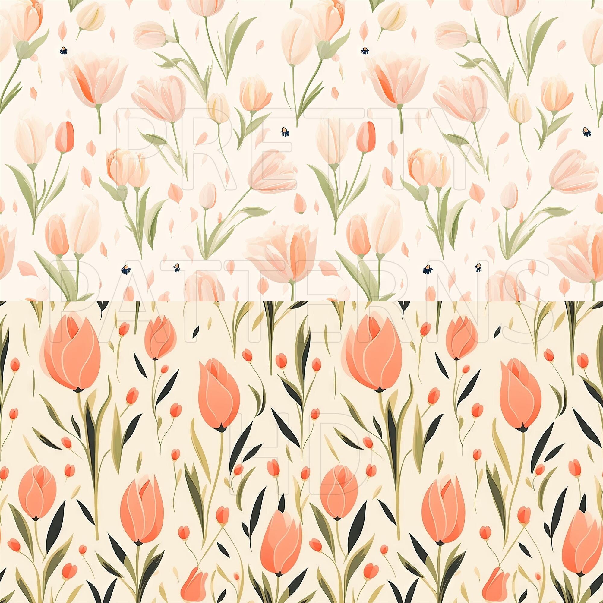 Pastel Flowers Tulips 2 8 Printable Scrapbook Sheets: - Etsy