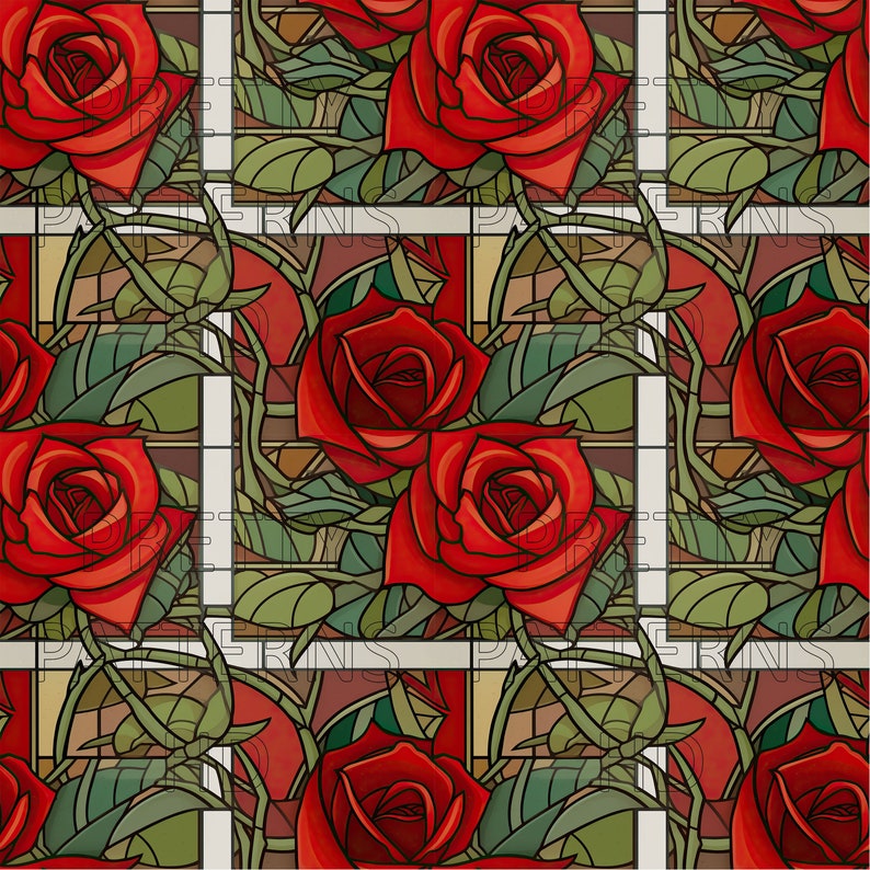 SG Roses #1 - 4 Printable Scrapbook Sheets - Continuous Seamless ...