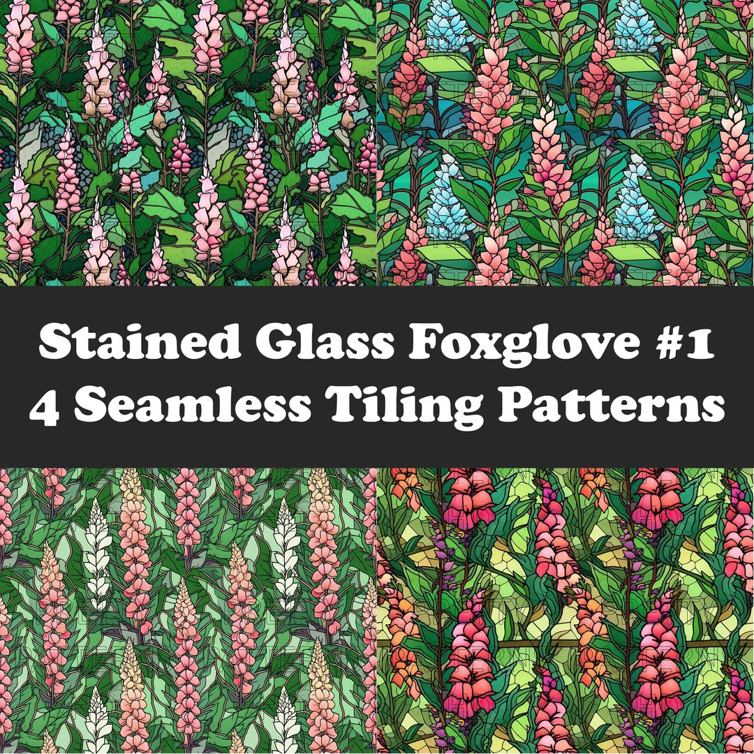 SG Foxglove #1 - 4 Printable Scrapbook Sheets - Continuous Seamless Patterns - Digital ...