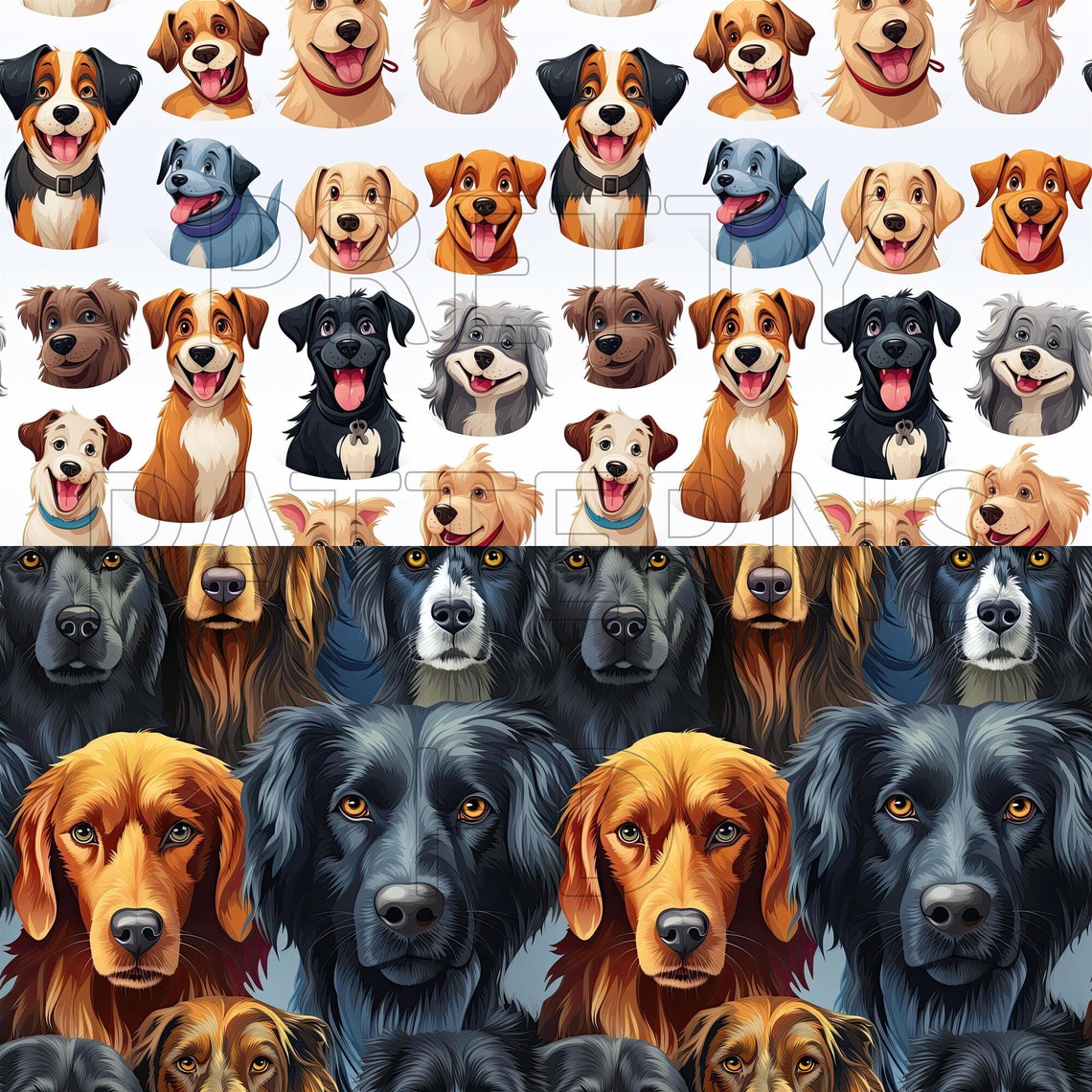 Cute Dogs #9 - 8 Printable Scrapbook Sheets - Seamless Tileable ...