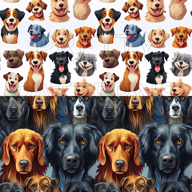 Cute Dogs #9 - 8 Printable Scrapbook Sheets - Seamless Tileable ...