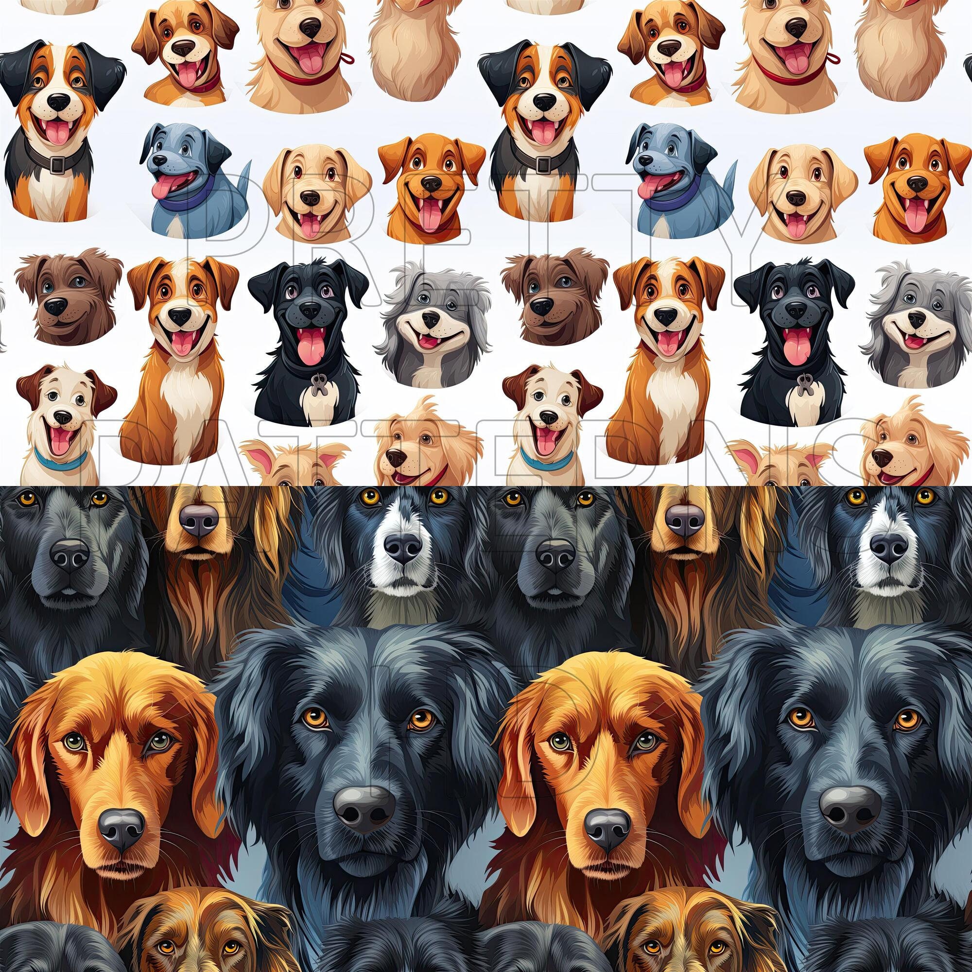 Cute Dogs #9 - 8 Printable Scrapbook Sheets - Seamless Tileable ...