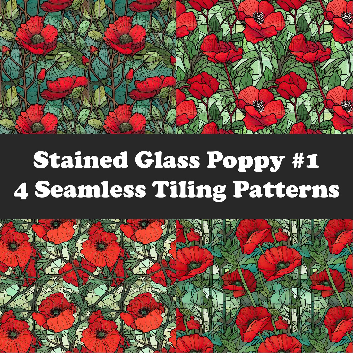 SG Poppy #1 - 4 Printable Scrapbook Sheets - Continuous Seamless ...