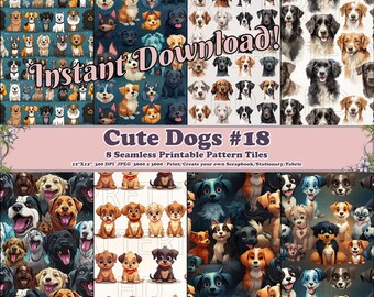 Cute Dogs 9 8 Printable Scrapbook Sheets Seamless Tileable Digital ...