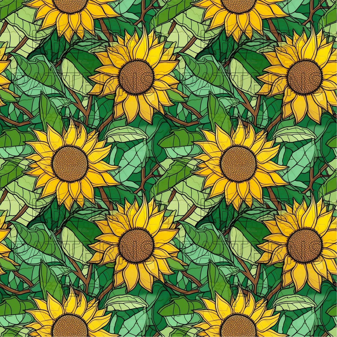SG Sunflower #1 - 4 Printable Scrapbook Sheets - Continuous Seamless ...