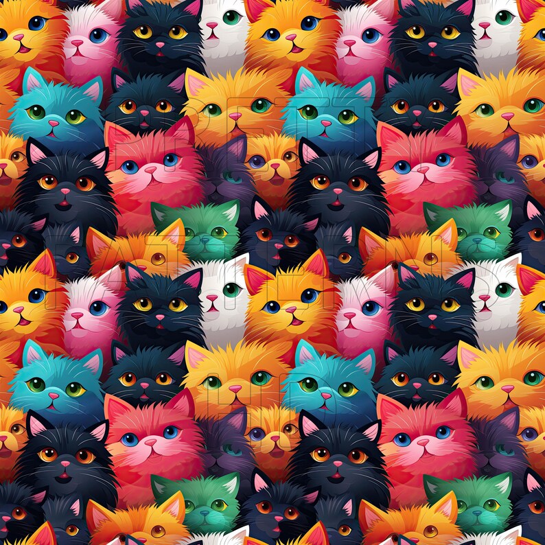 Cats 4 8 Printable Scrapbook Sheets Seamless Tileable Digital ...