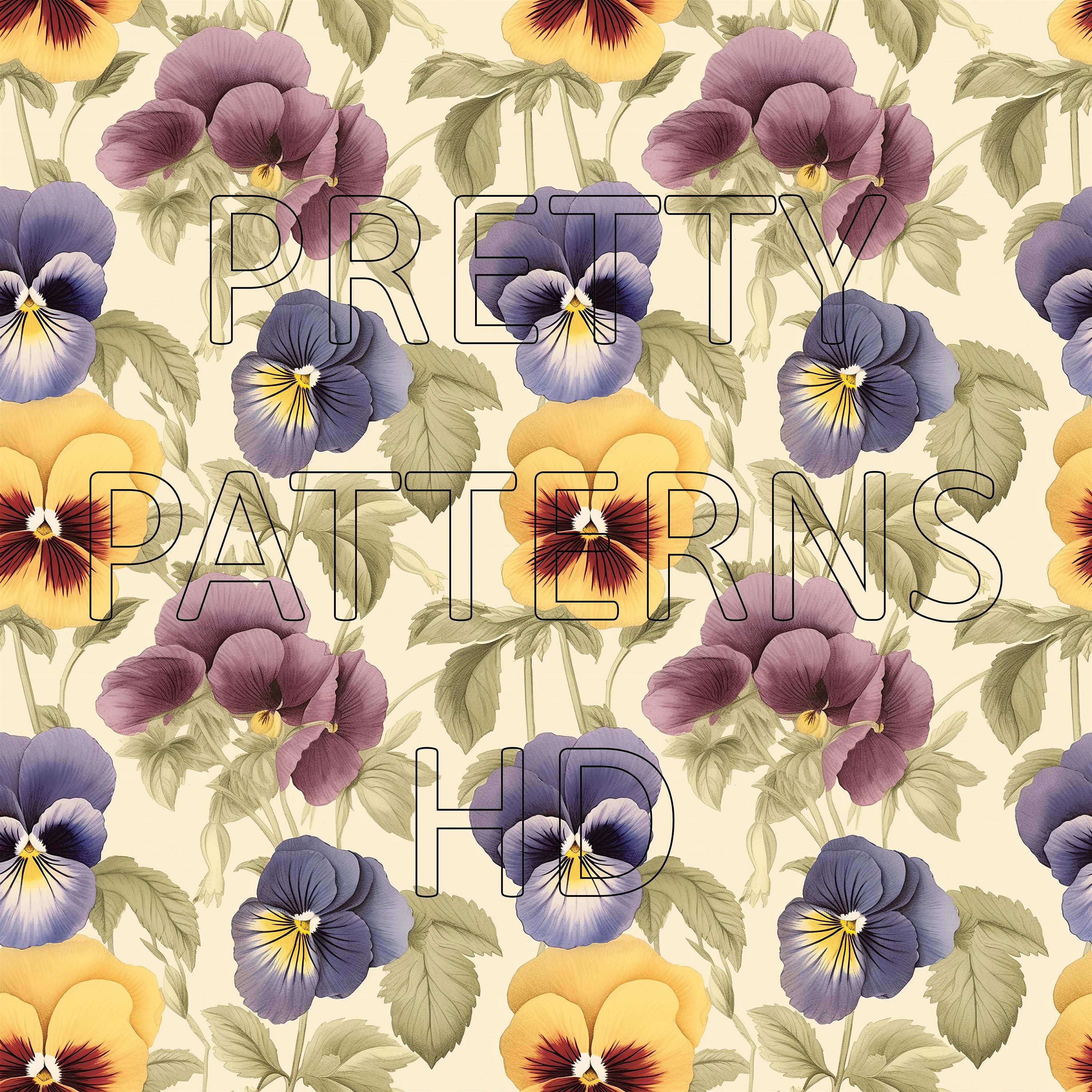 Illustrated Pansies #3 - 8 Printable Scrapbook Sheets - Continuous ...