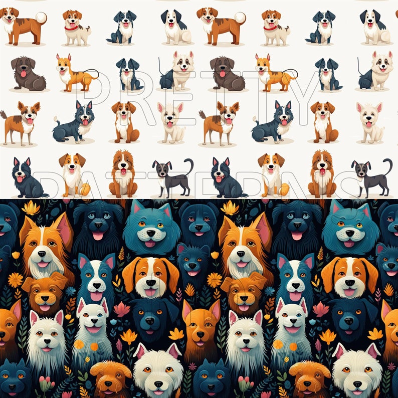 Cute Dogs #7 - 8 Printable Scrapbook Sheets - Seamless Tileable ...
