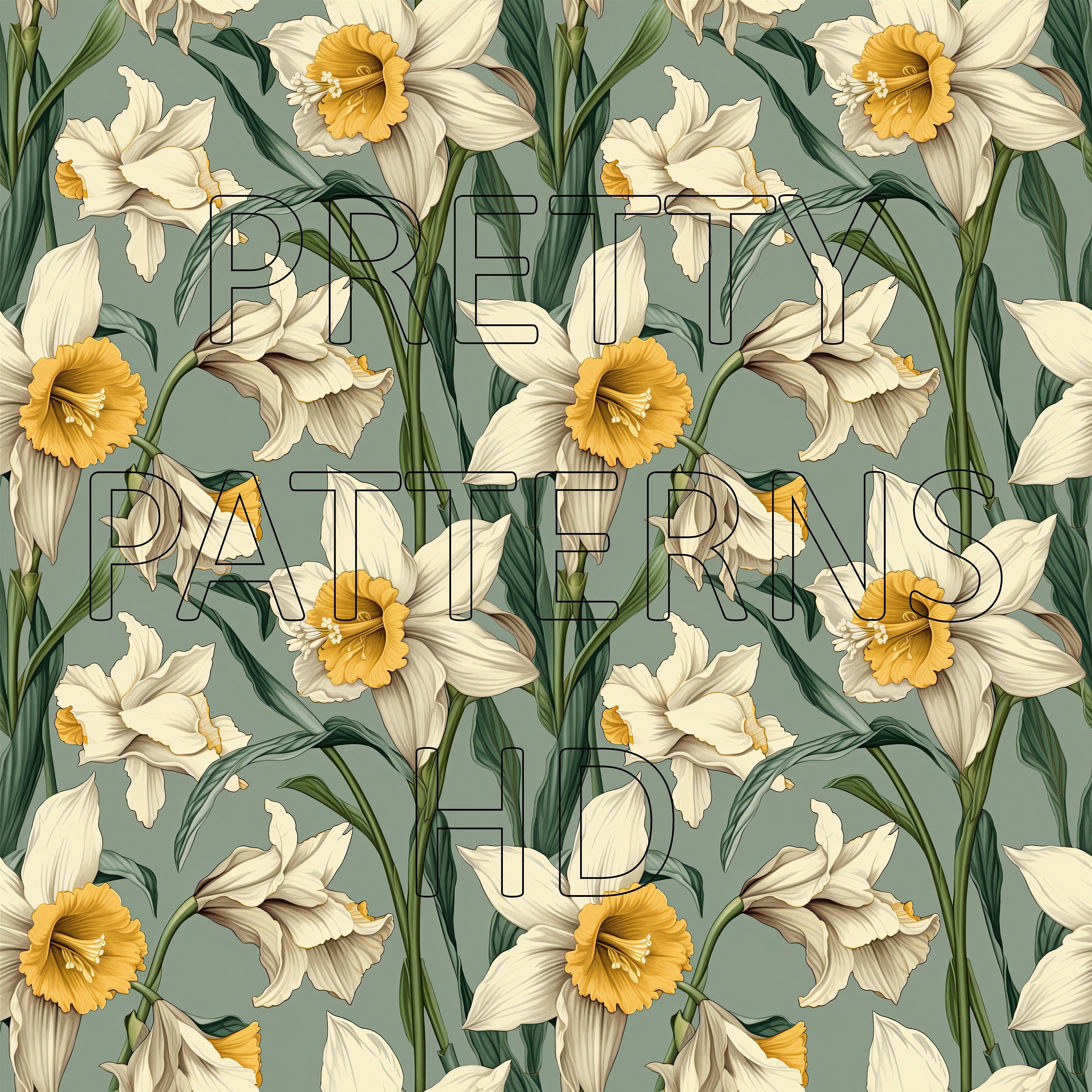 Illustrated Daffodils #1 - 8 Printable Scrapbook Sheets - Continuous ...