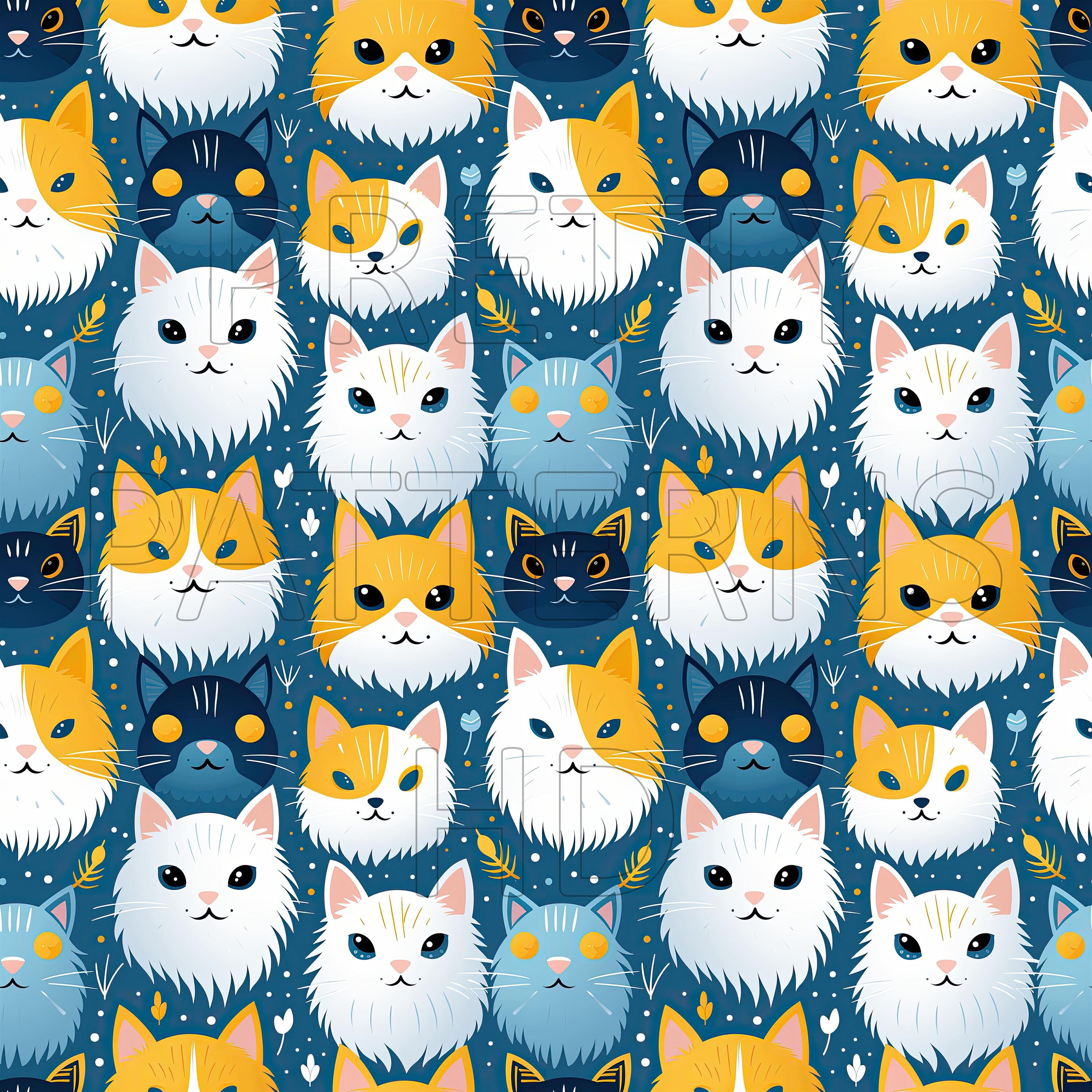 Cats #2 - 8 Printable Scrapbook Sheets - Seamless Tileable - Digital ...