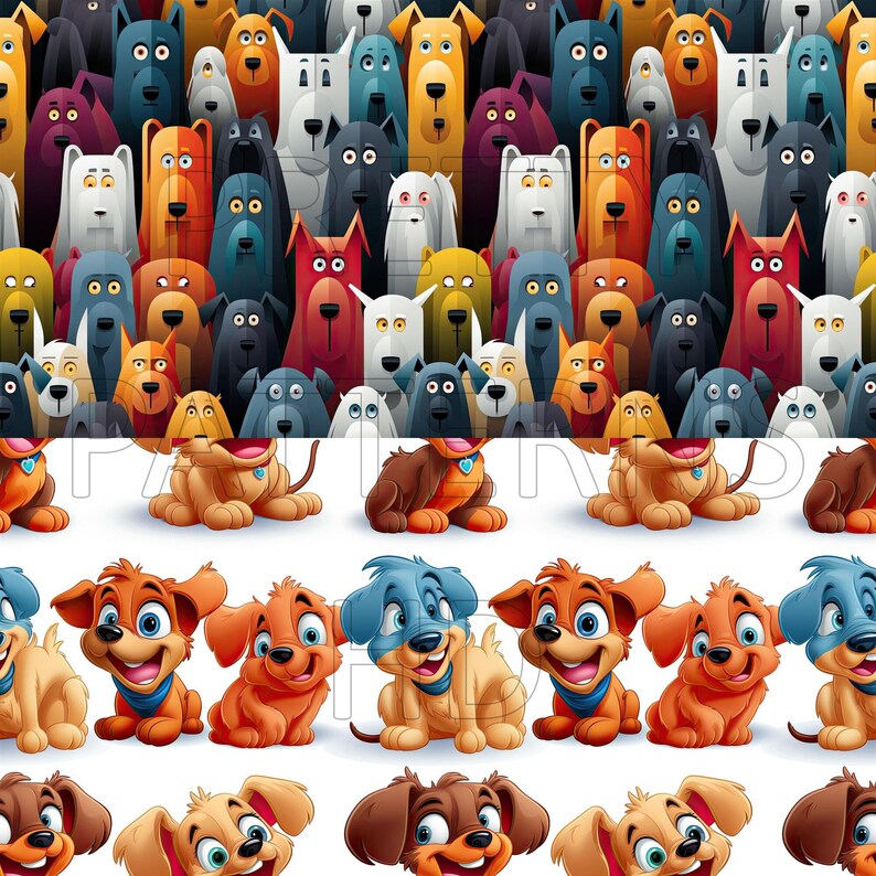Cute Dogs #9 - 8 Printable Scrapbook Sheets - Seamless Tileable ...