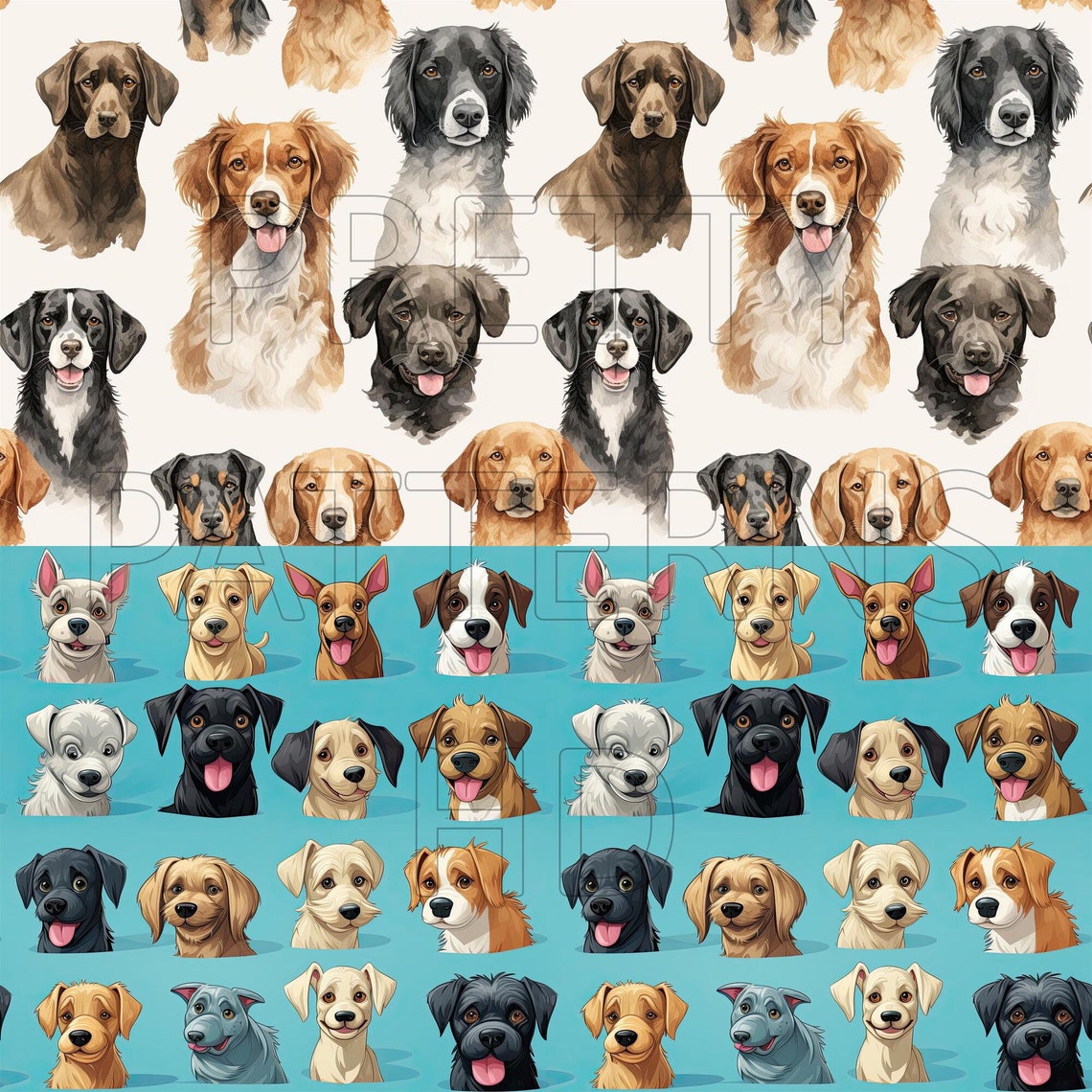 Cute Dogs 9 8 Printable Scrapbook Sheets Seamless Tileable Digital ...