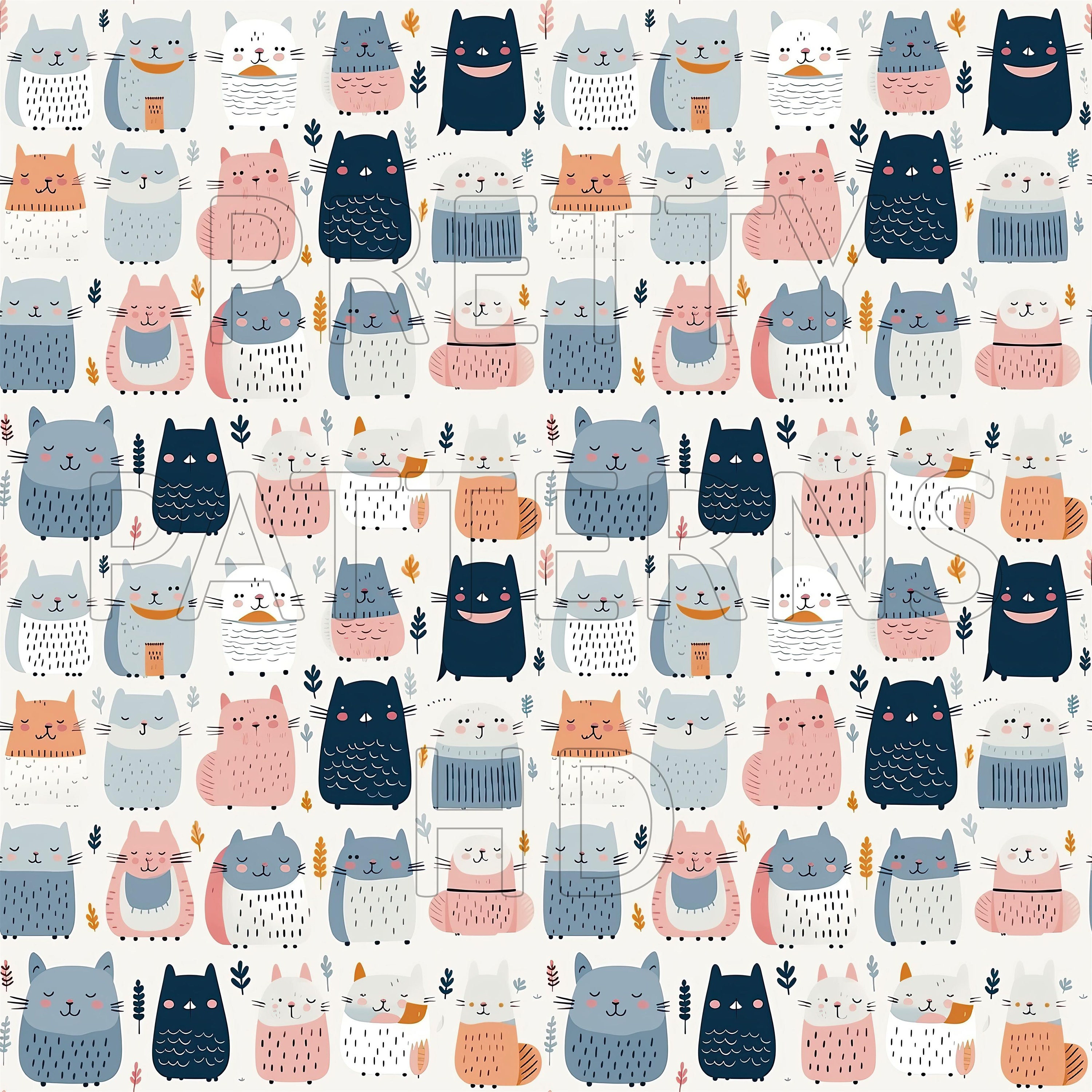 Cats #11 - 8 Printable Scrapbook Sheets - Seamless Tileable - Digital ...