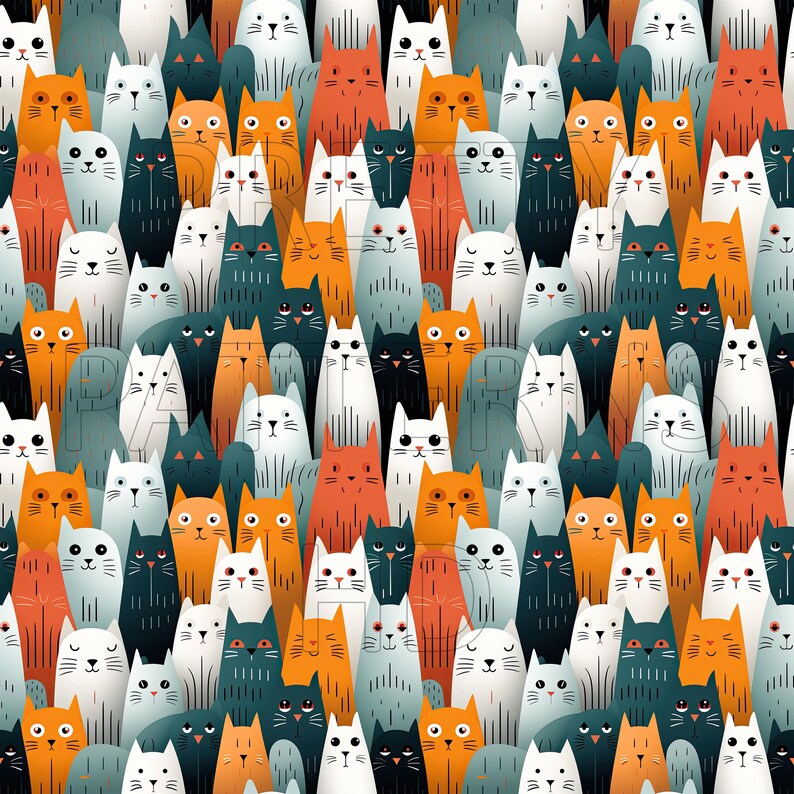 Cats #17 - 8 Printable Scrapbook Sheets - Seamless Tileable - Digital ...