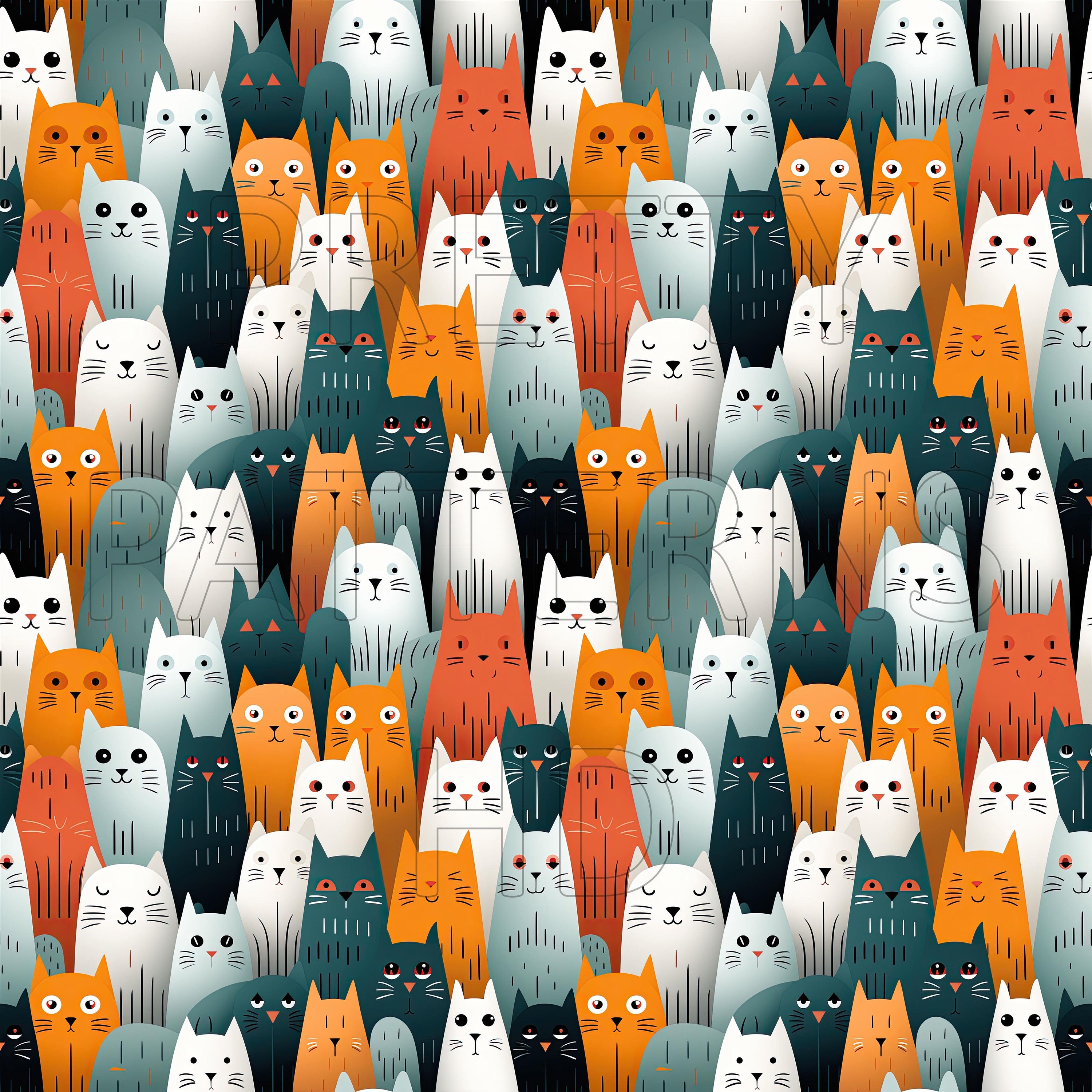 Cats #17 - 8 Printable Scrapbook Sheets - Seamless Tileable - Digital ...