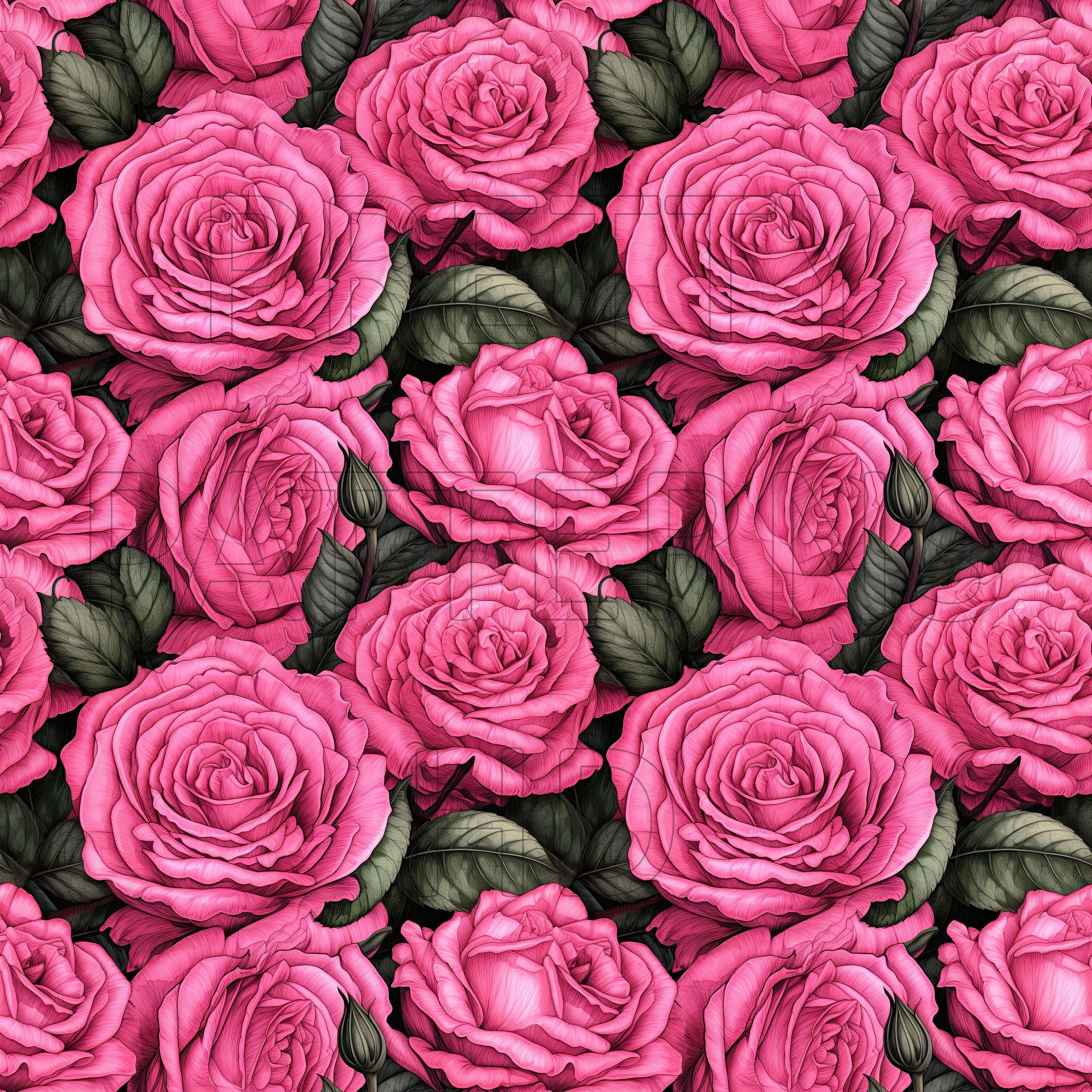 Illustrated Roses Pink #2 - 8 Printable Scrapbook Sheets - Seamless ...