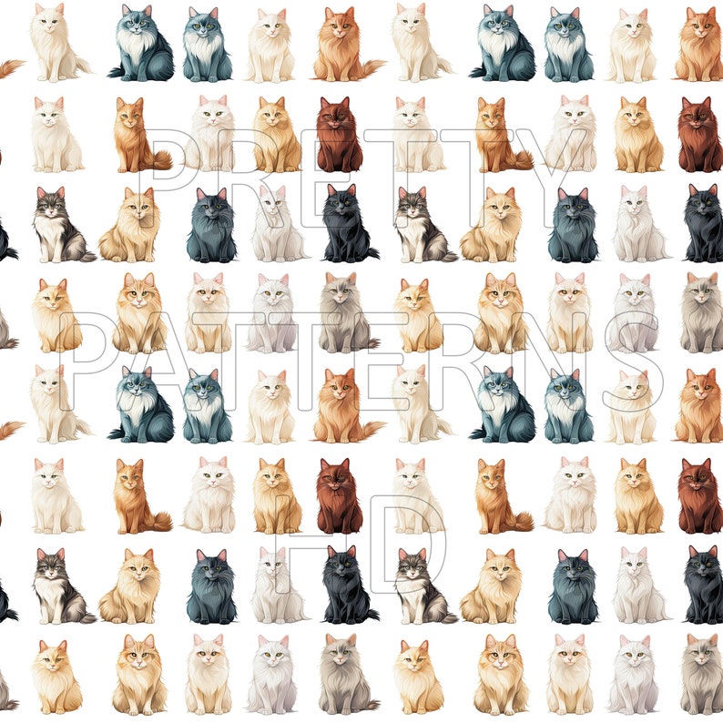 Cats #9 - 8 Printable Scrapbook Sheets - Seamless Tileable - Digital ...