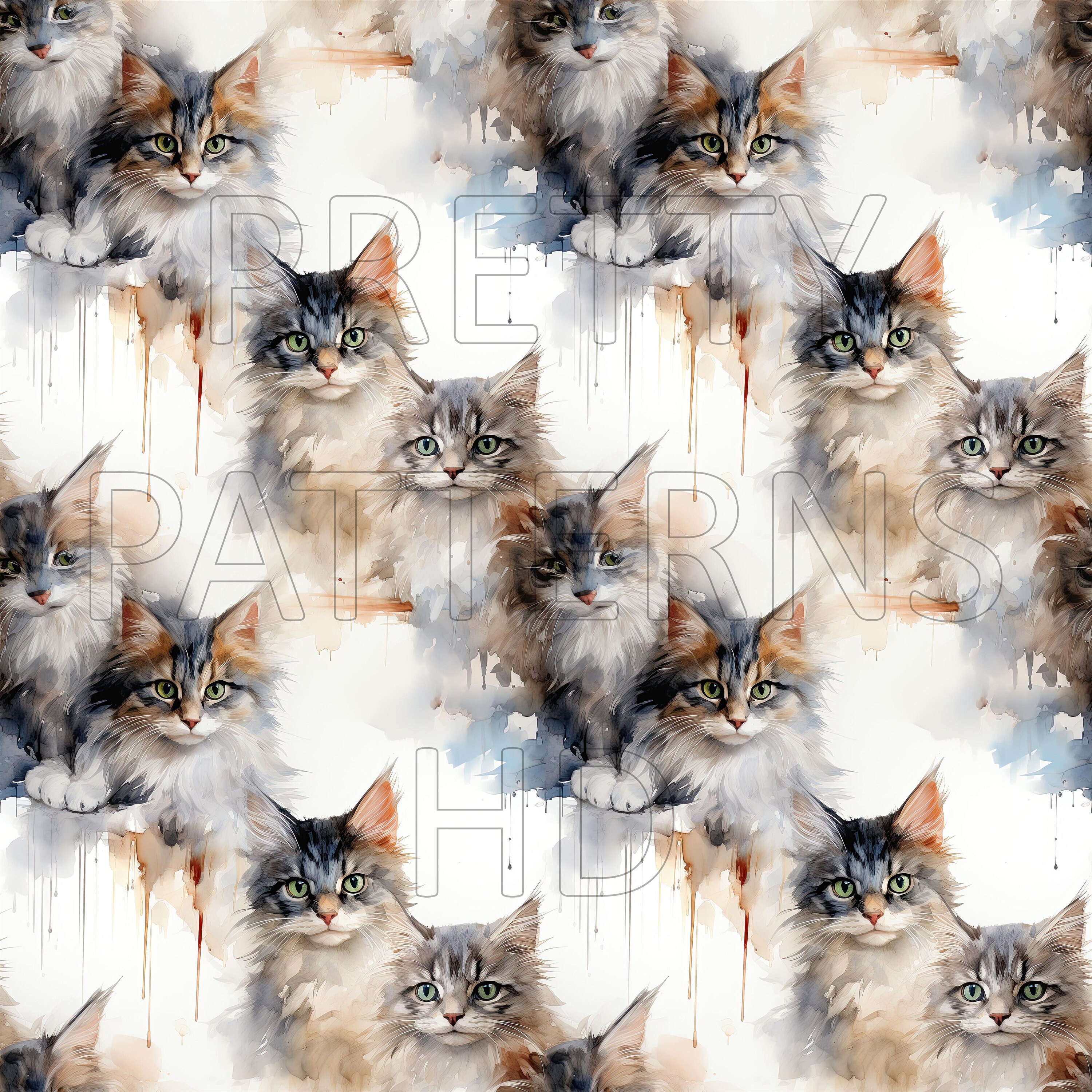Cats #13 - 8 Printable Scrapbook Sheets - Seamless Tileable - Digital ...