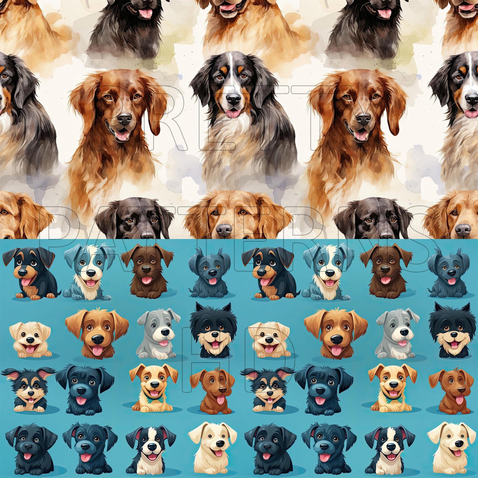 Cute Dogs #5 - 8 Printable Scrapbook Sheets - Seamless Tileable ...