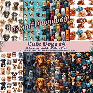 Cute Dogs #9 - 8 Printable Scrapbook Sheets - Seamless Tileable ...