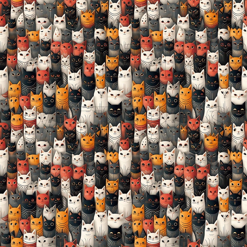 Cats #9 - 8 Printable Scrapbook Sheets - Seamless Tileable - Digital ...