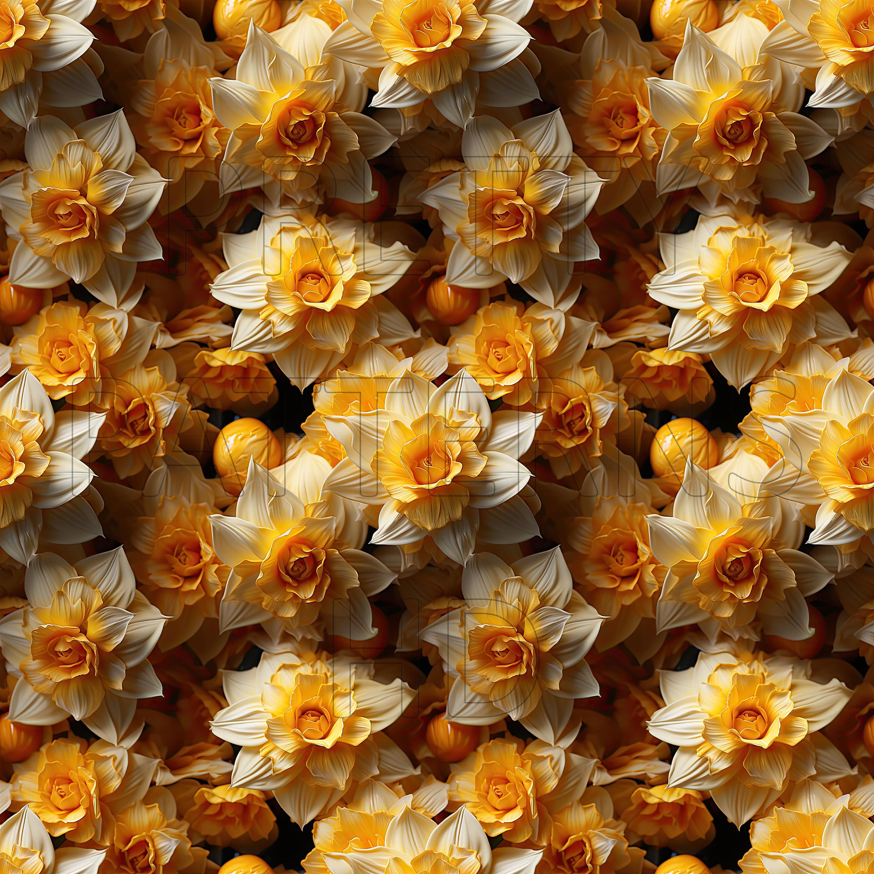 Hyper Realistic Daffodils #1 - 8 Printable Scrapbook Sheets - Seamless ...