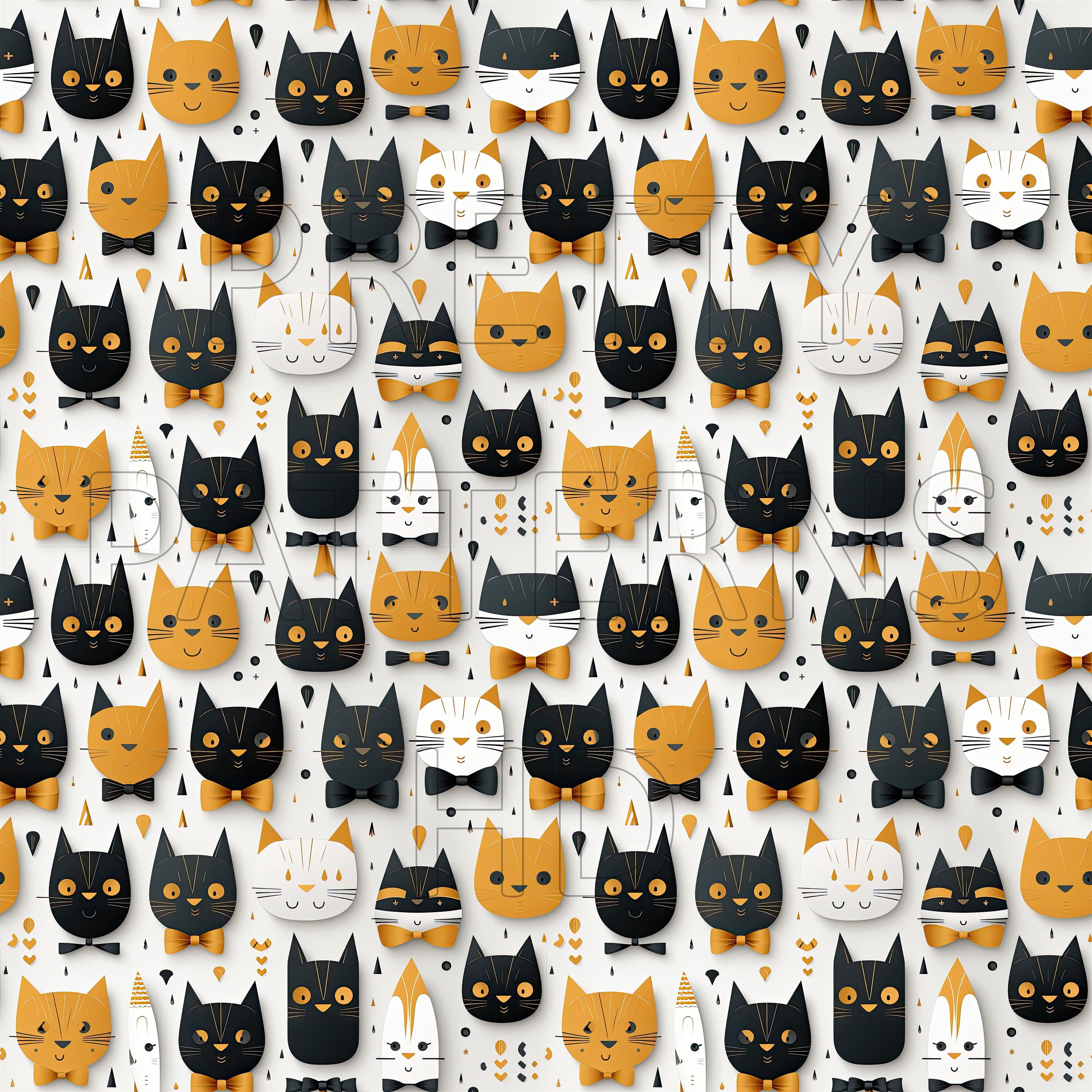 Cats #15 - 8 Printable Scrapbook Sheets - Seamless Tileable - Digital ...