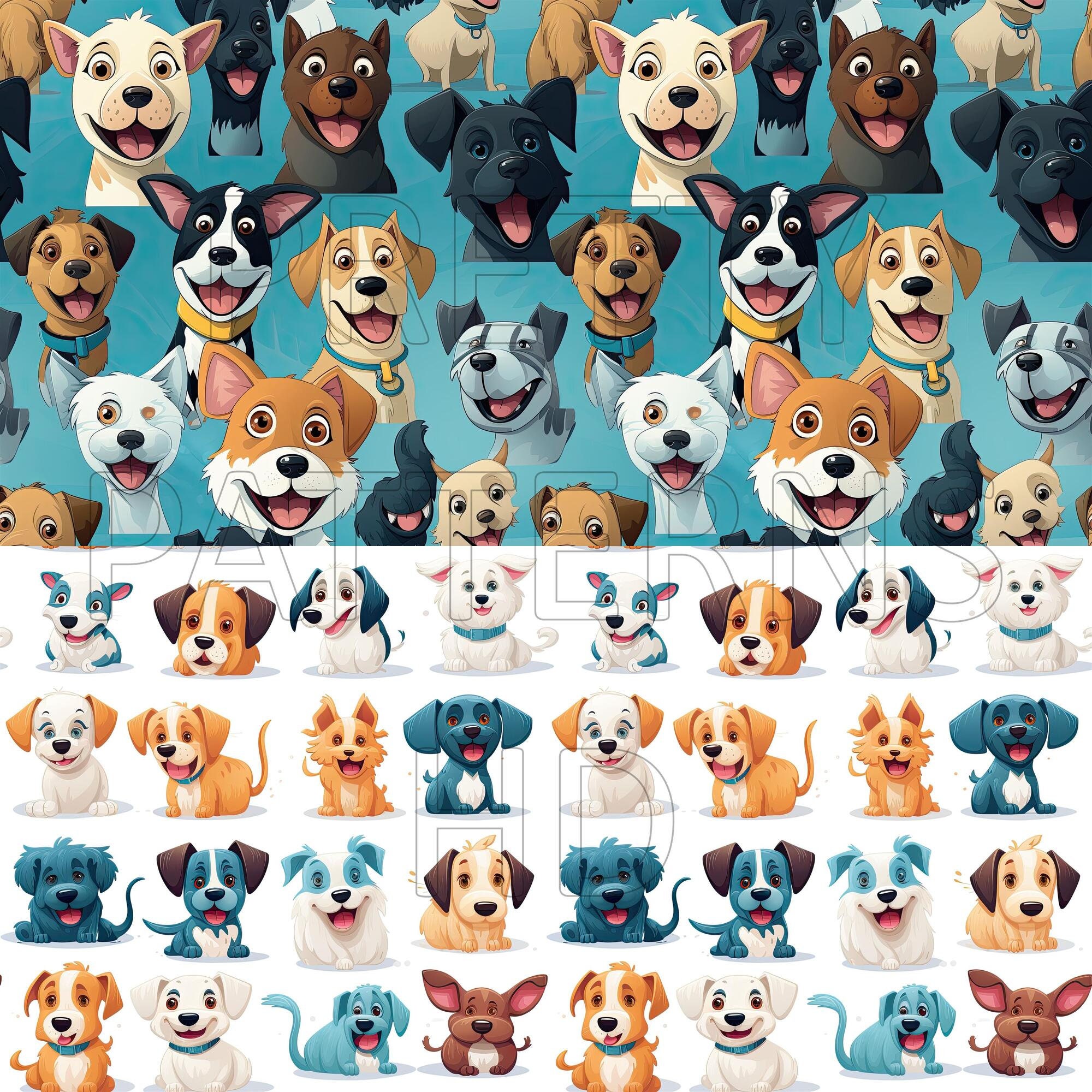 Cute Dogs #1 - 8 Printable Scrapbook Sheets - Seamless Tileable ...