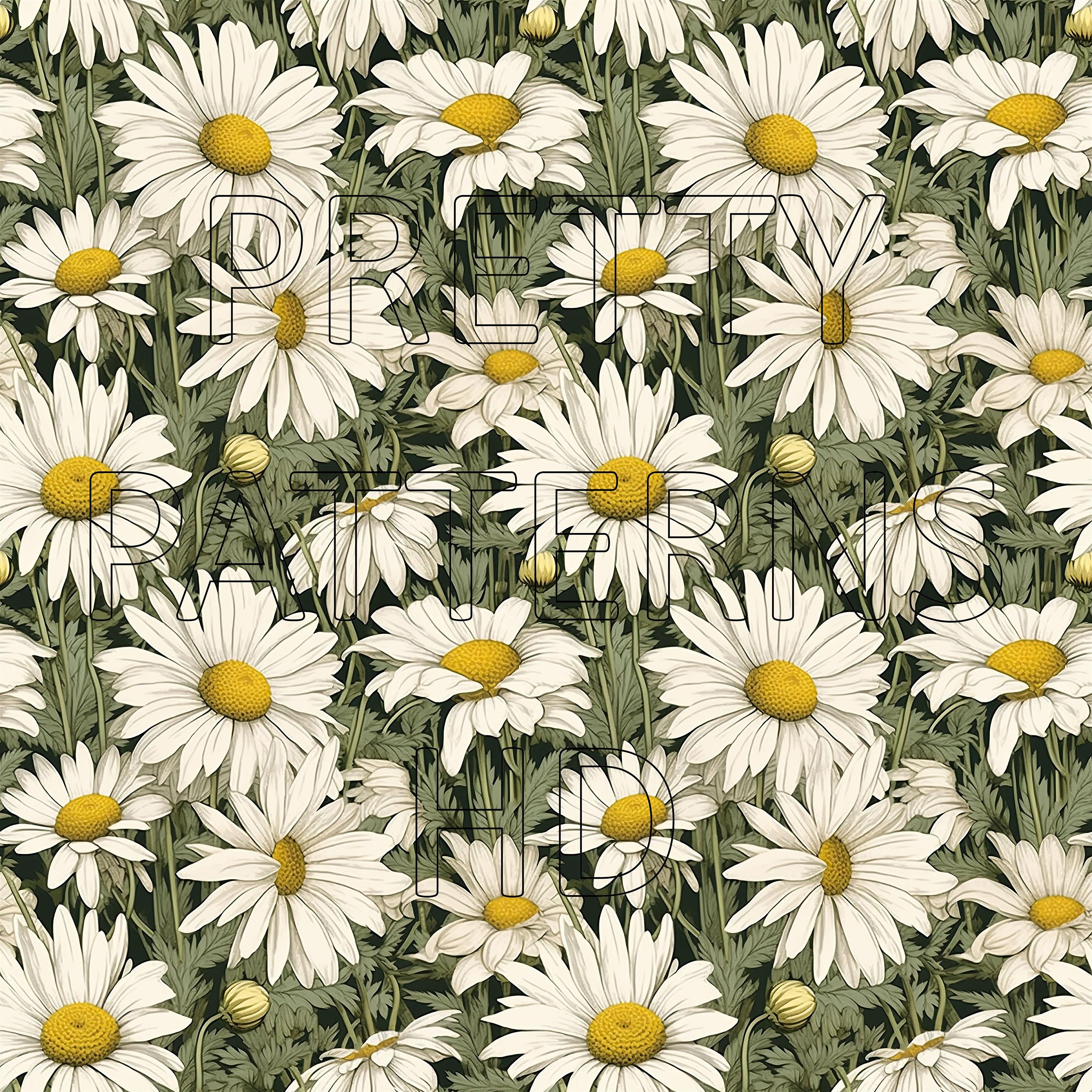Illustrated Daisies 1 8 Printable Scrapbook Sheets Continuous Seamless ...
