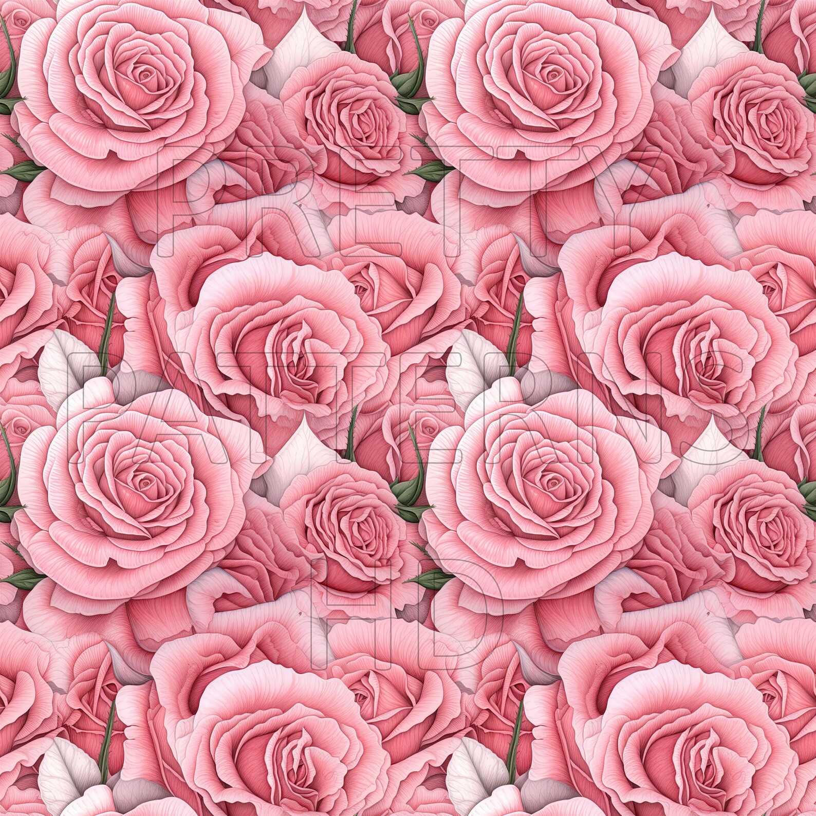 Illustrated Roses Pink #3 - 8 Printable Scrapbook Sheets - Seamless ...
