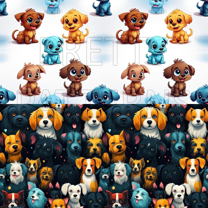 Cute Dogs #5 - 8 Printable Scrapbook Sheets - Seamless Tileable ...