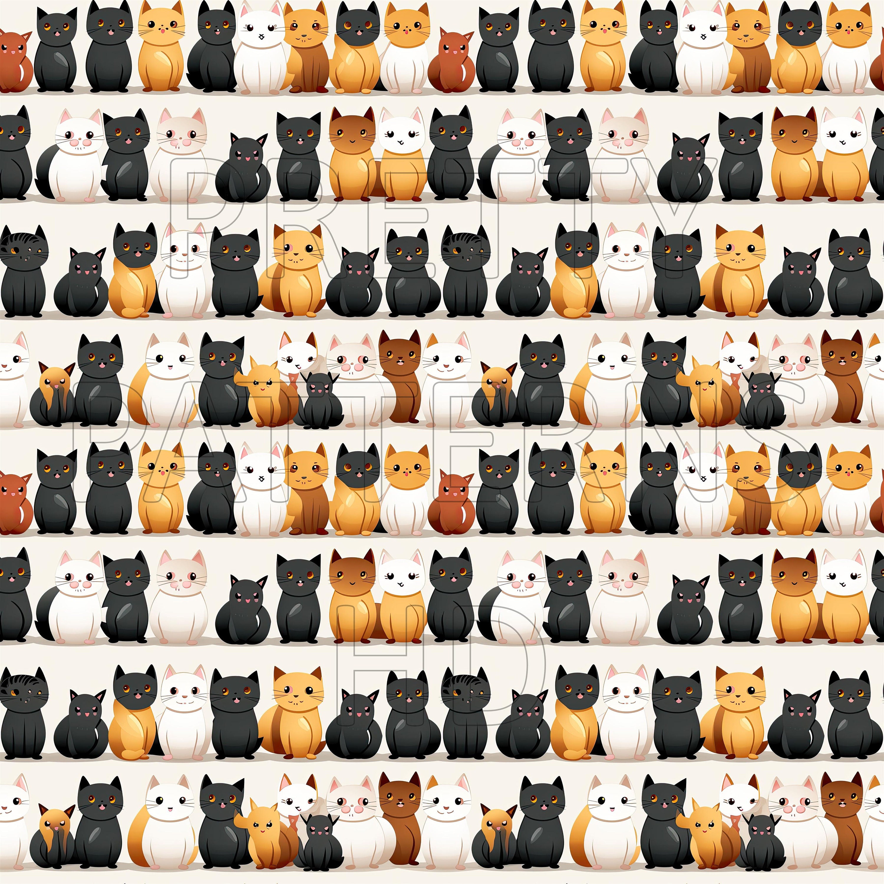 Cats #19 - 8 Printable Scrapbook Sheets - Seamless Tileable - Digital ...