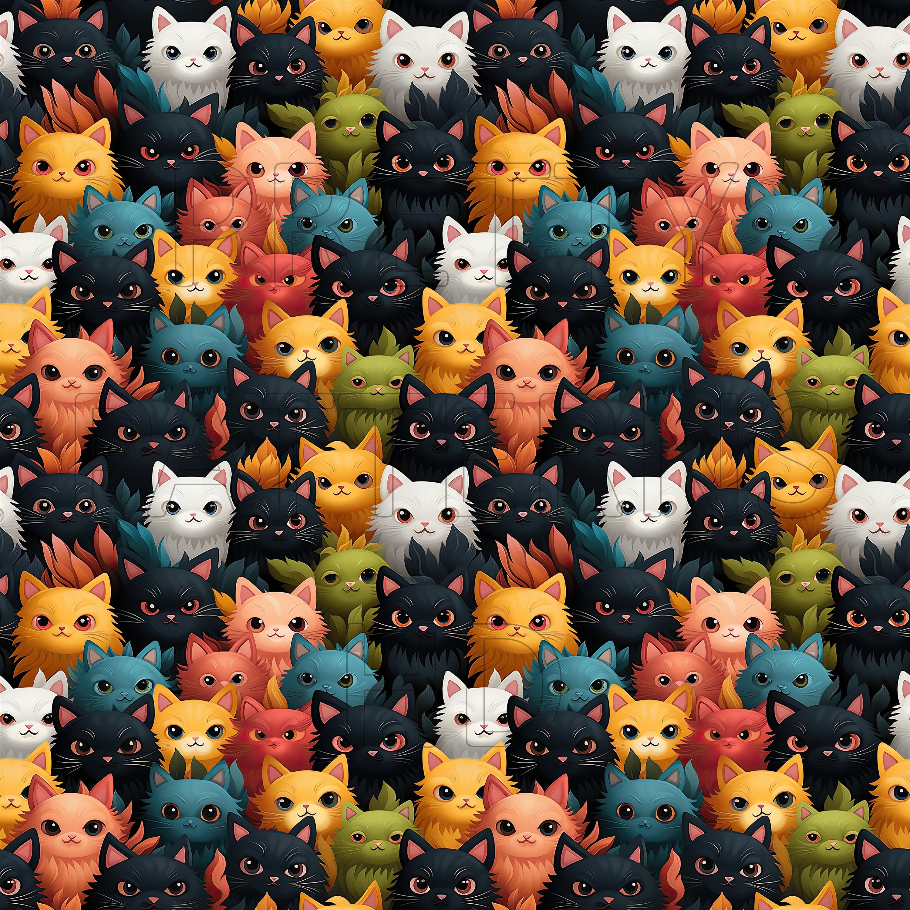 Cats 3 8 Printable Scrapbook Sheets Seamless Tileable Digital ...