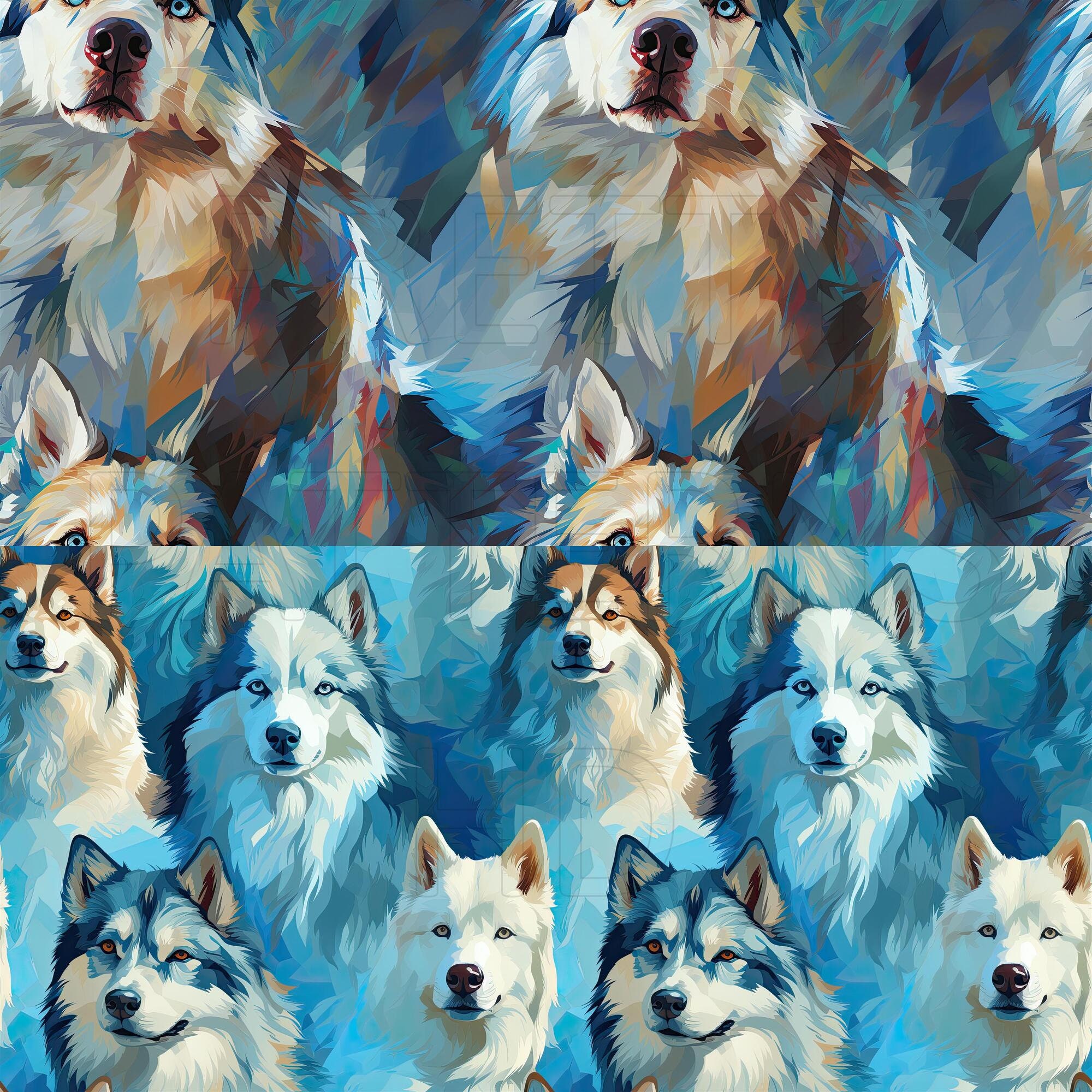 Dog Breeds Siberian Husky #2-8 Printable Scrapbook Sheets-seamless ...