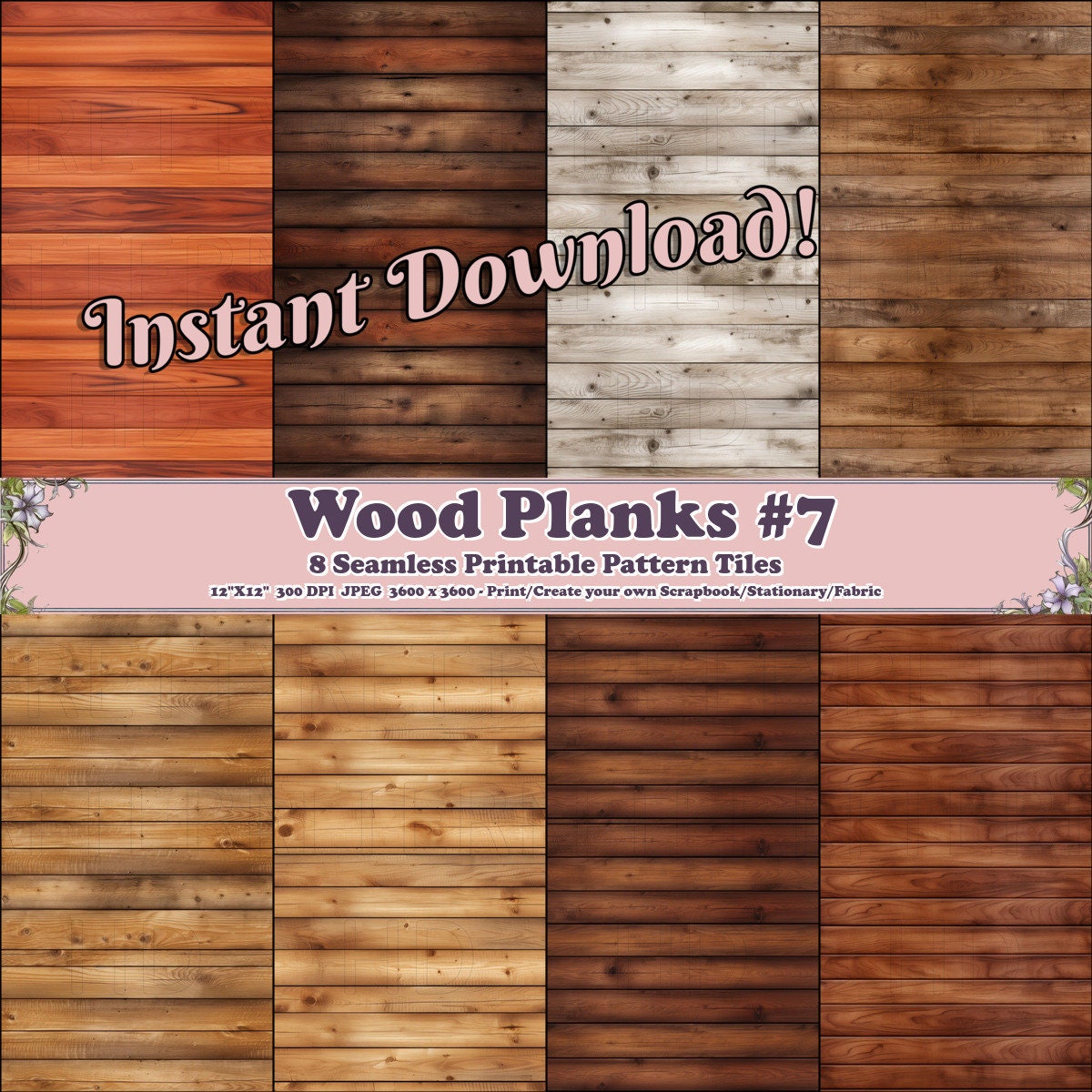 Wood Planks #7 - 8 Printable Scrapbook Sheets - Seamless Tileable ...