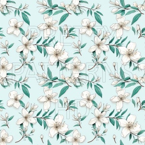 Lineart Watercolor Jasmine #2 - 8 Printable Scrapbook Sheets - Seamless ...