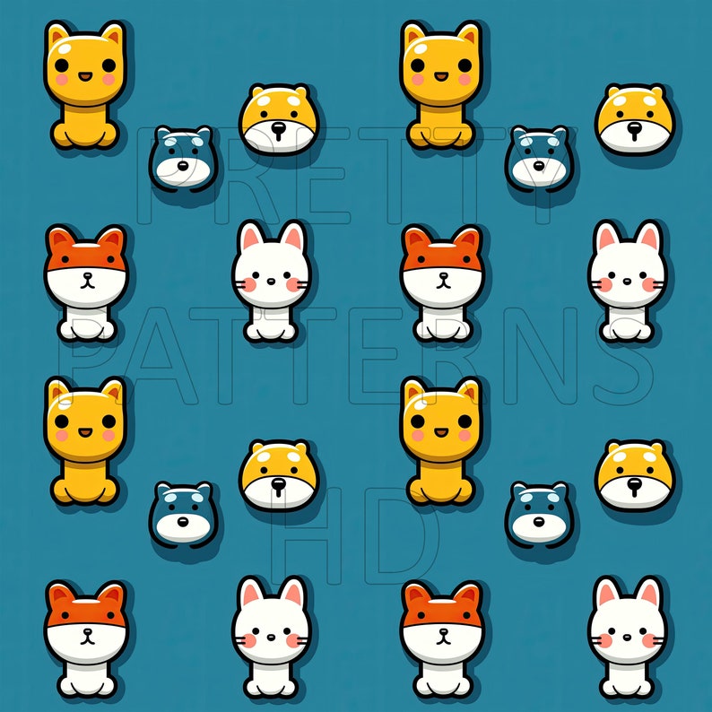 Cats 5 8 Printable Scrapbook Sheets Seamless Tileable Digital ...