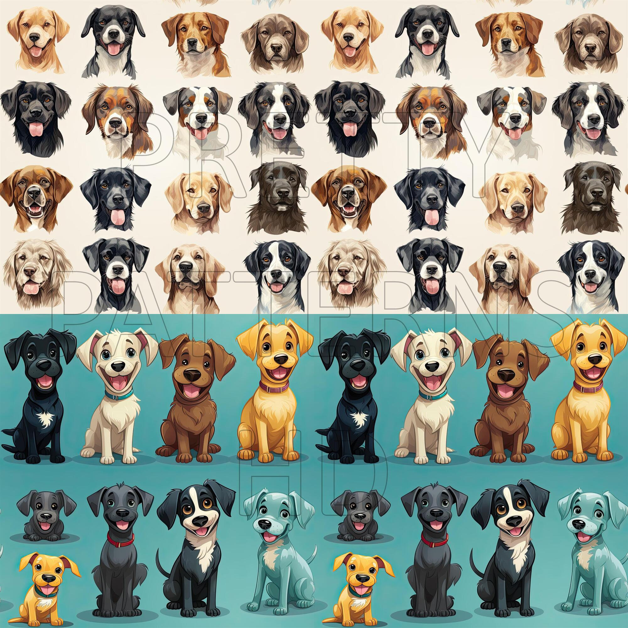 Cute Dogs #8 - 8 Printable Scrapbook Sheets - Seamless Tileable ...