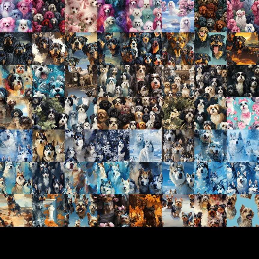 Dog Breeds Mega Bundle - 184 Printable Scrapbook Sheets - Seamless ...