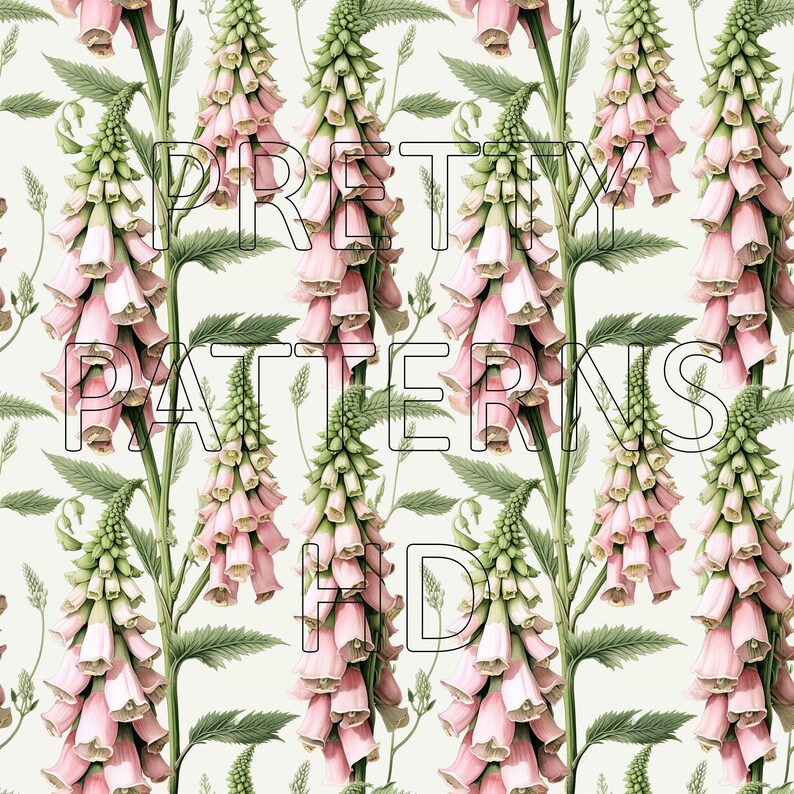 Illustrated Foxglove #2 - 8 Printable Scrapbook Sheets - Continuous ...